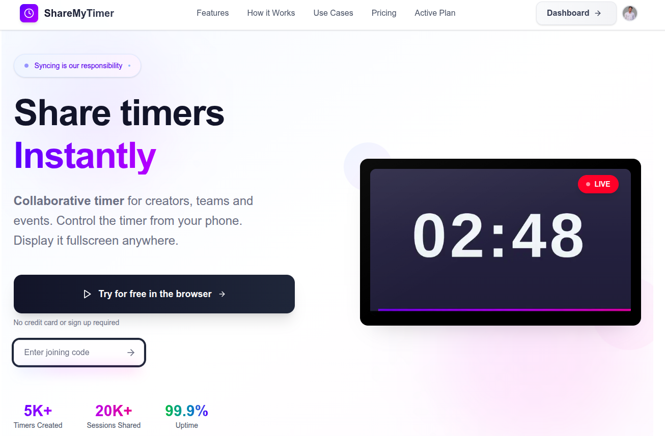 ShareMyTimer - Real-Time Collaborative Synchronized Timers
